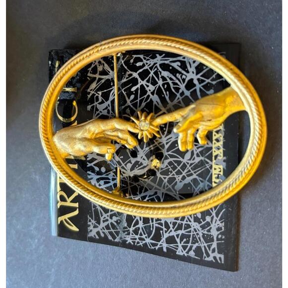 Jewelry | Jj Jonette Brooch Creation Of Adam Eve Gold Tone Signed Hand ...